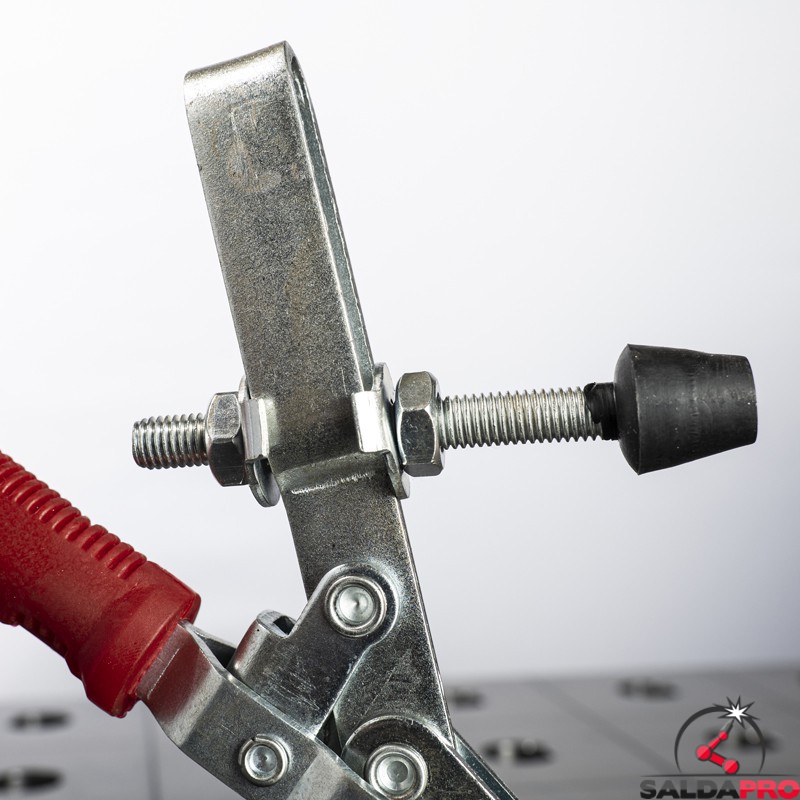 Morsetto di fissaggio SaldaPro verticale a leva su base tonda, fori 28mm