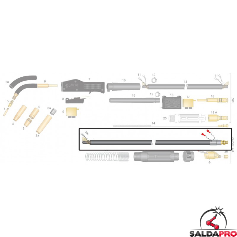 Cavo assemblato USA per TW3 EURO CONNECTION diam.12x1